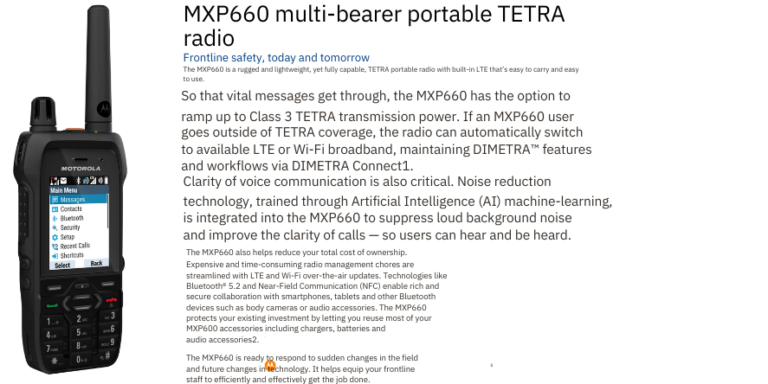 Motorola Solutions Launches Broadband Innovations For Tetra Radio - INTLBM
